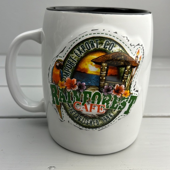 Dining | Rainforest Cafe Heavy Relief Art White Ceramic Coffee Mug ...
